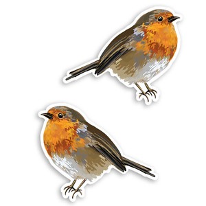 2 x 10cm Cute Red Robin Vinyl Stickers - Bird Wildlife Garden Fun ...