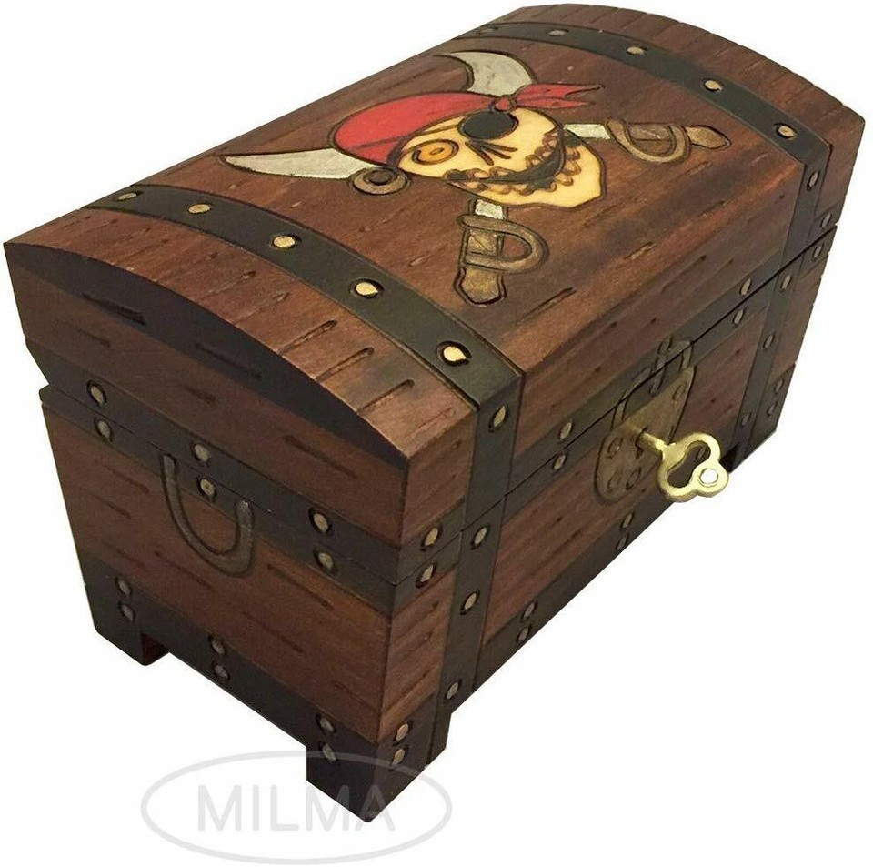 Pirate Chest Box Handmade Wood Keepsake Jewelry Box Made in Poland | eBay