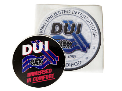 DUI Diving Unlimited International Set of 2 Stickers Decals ORIGINAL ...
