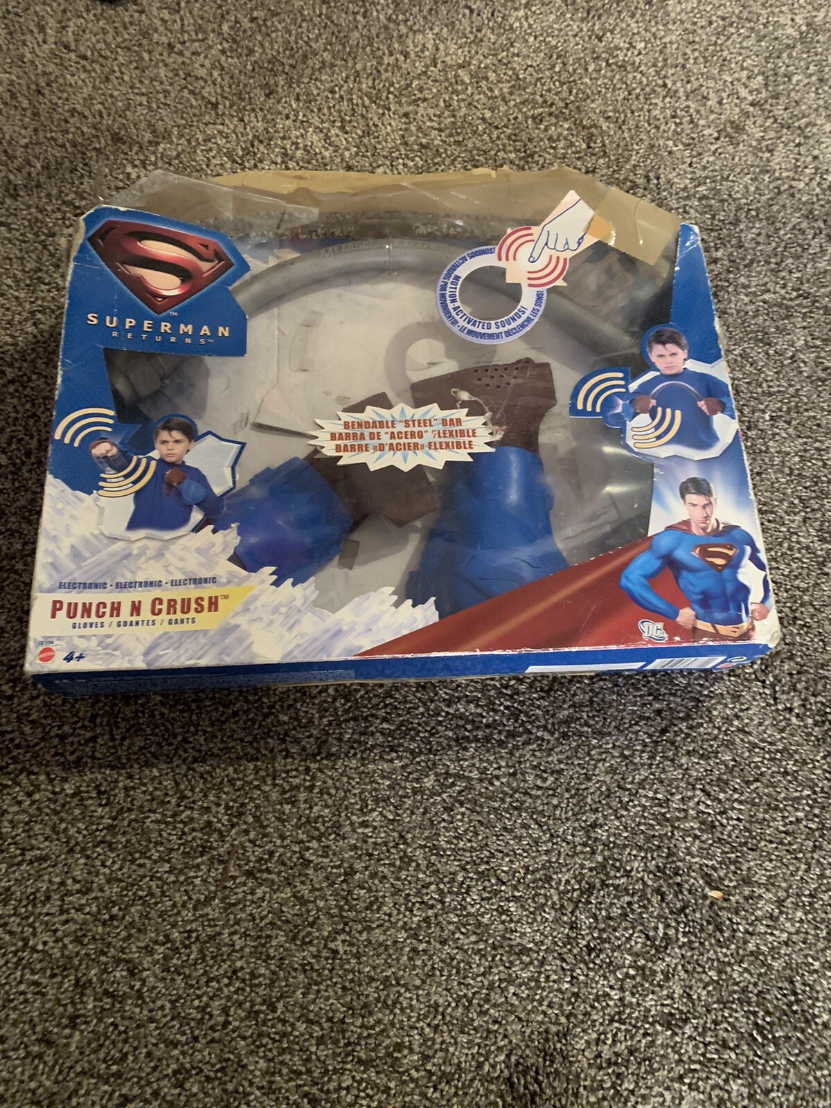 Kids Mattel Superman Returns Punch N Crush Gloves Electronic Hero ...