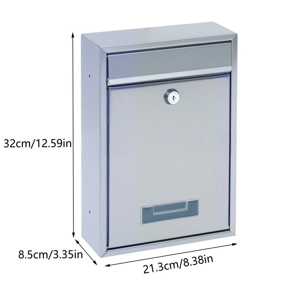Wall-Mounted Key Drop Box with Key Lock Metal Mailbox Indoor& Outdoor ...