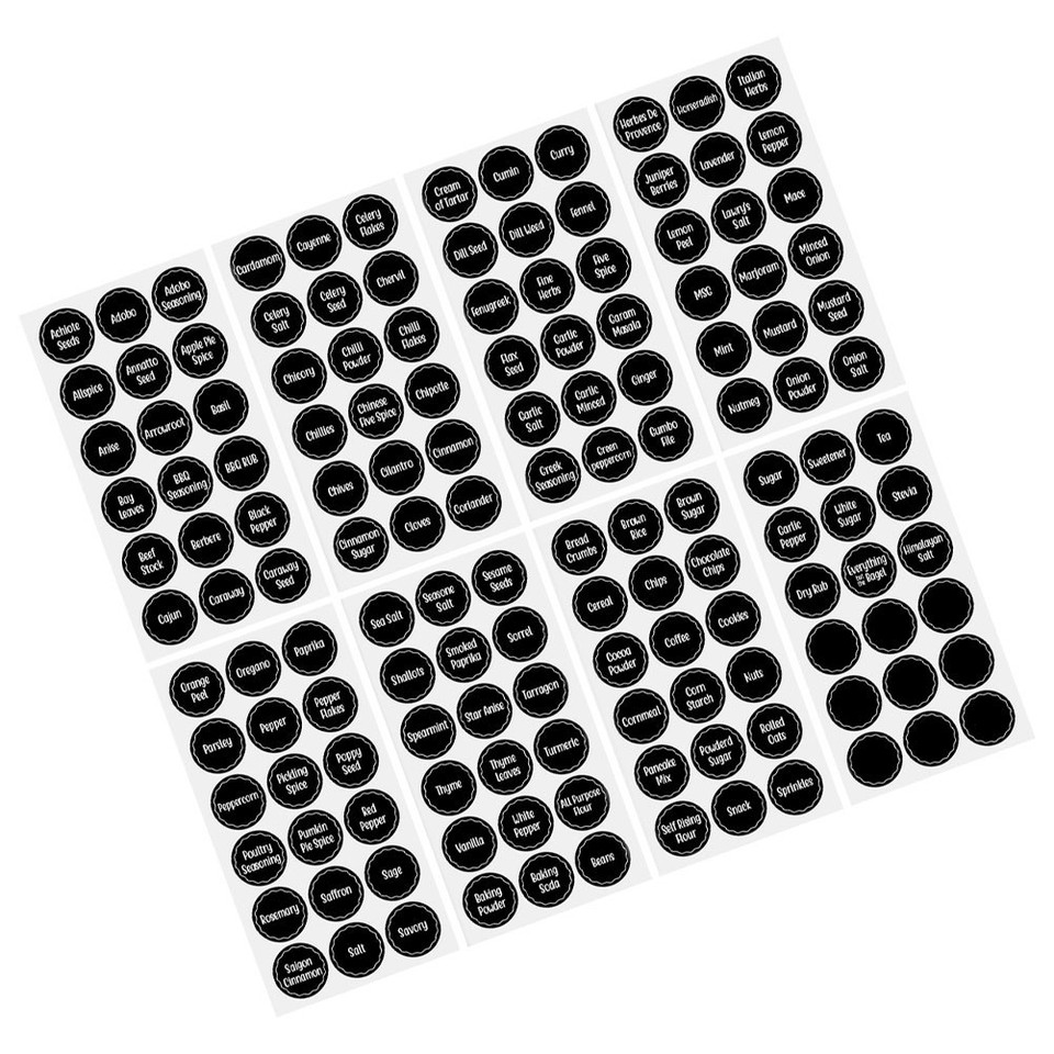 8 Sheets Spice Labels Round Logo Stickers Self Adhesive Labels ...