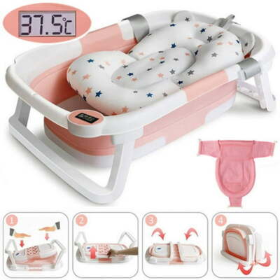 Collapsible Baby Bath Tub Foldable Baby Bathtub & Baby Tub Cushion ...