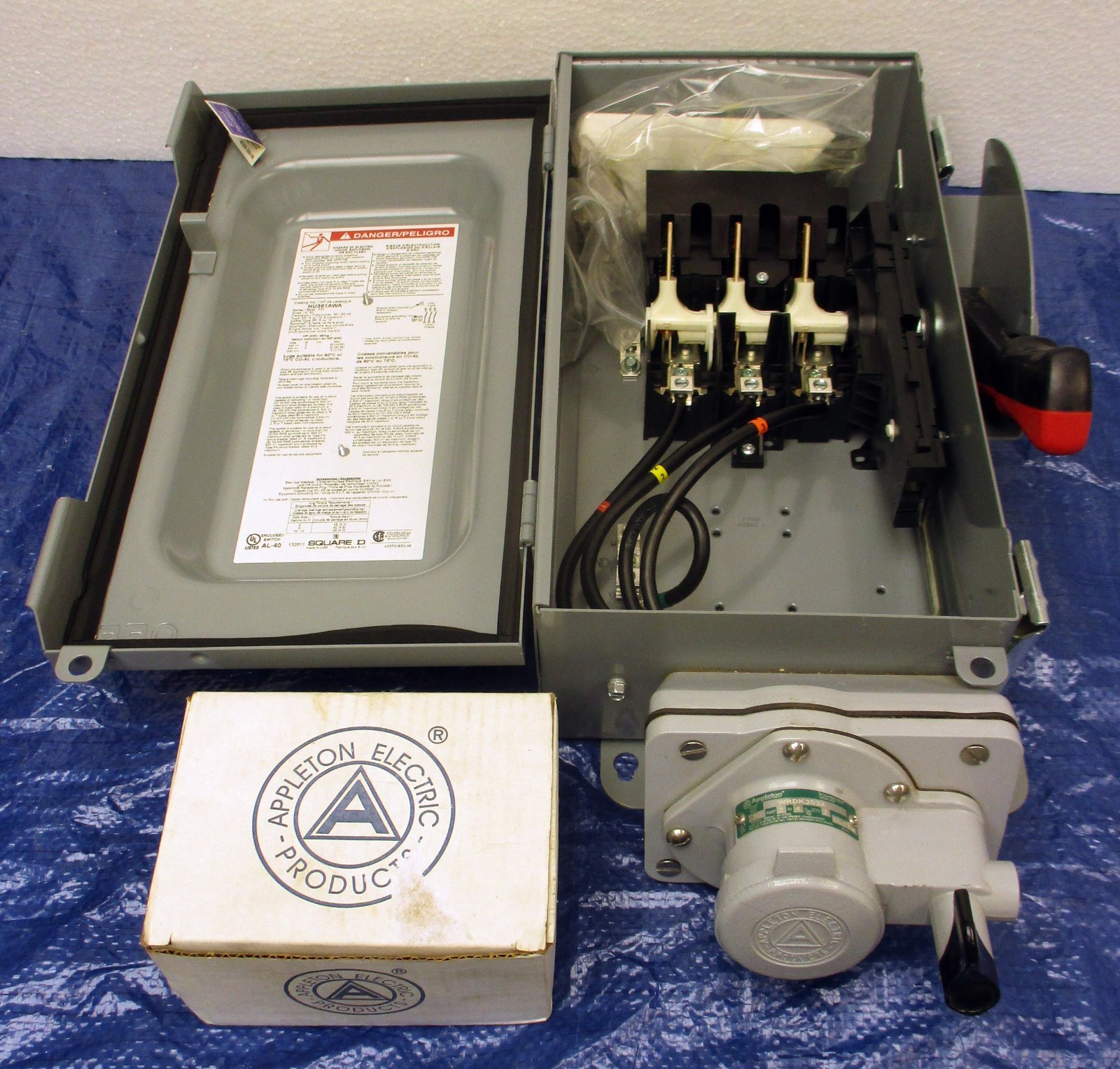 Square D 30A HU361AWA Safety Switch Includes Appleton ACP3034BC Plug ...