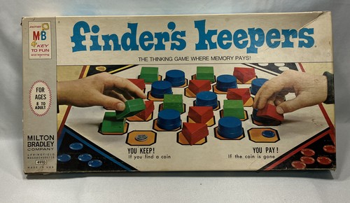 🎲 FINDER'S KEEPERS Board Game #4910 Milton Bradley 1969 REPLACEMENT ...