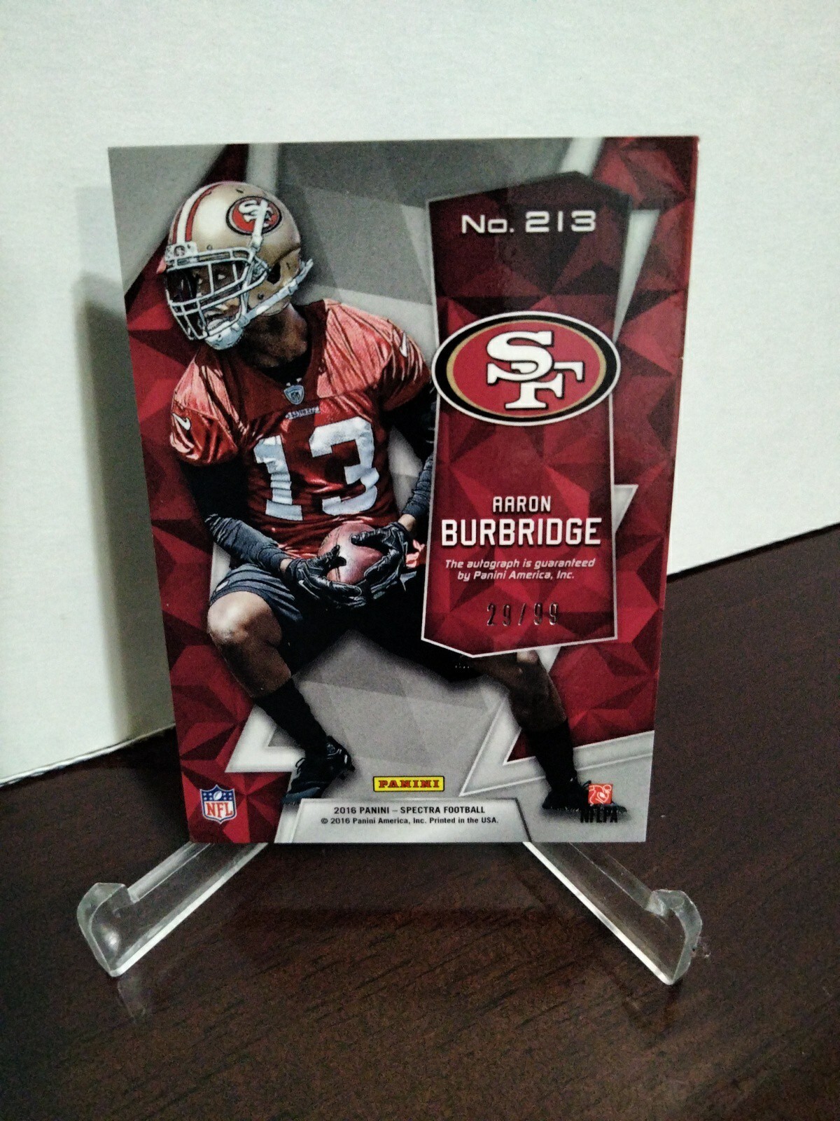 2016 Panini Spectra - Rookie Autographs Neon Blue #213 Aaron Burbridge ...