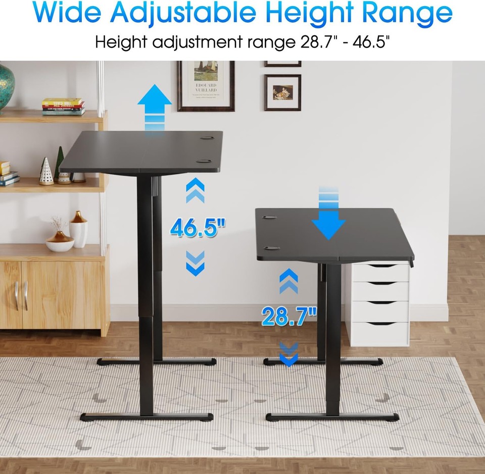 48 Inch Adjustable Height Standing Desk Computer Desk with Large Space ...