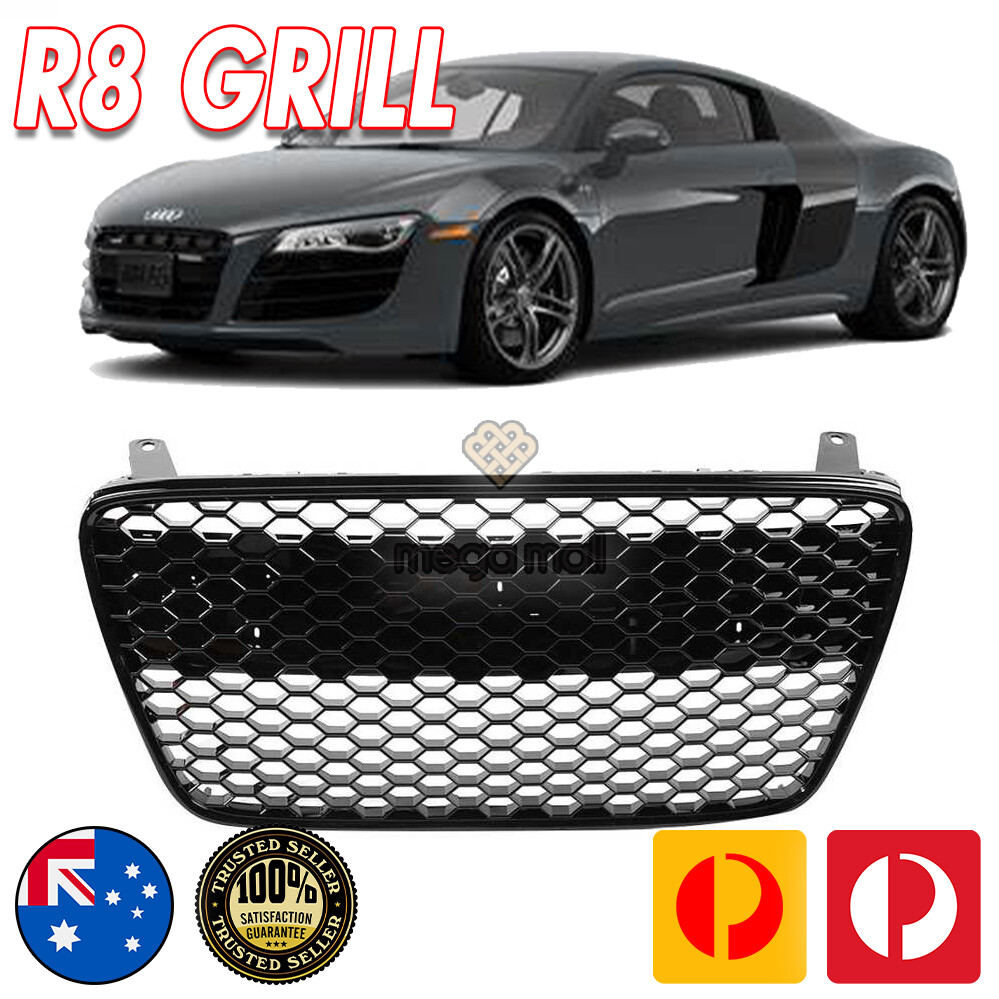 Gloss Black Honeycomb RS Style Bumper Bar Grille Grill for AUDI R8 MY08 ...