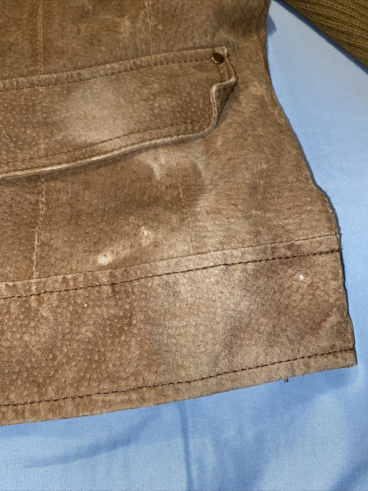 marcelle renee leather jacket with sweater sleeves si… - Gem