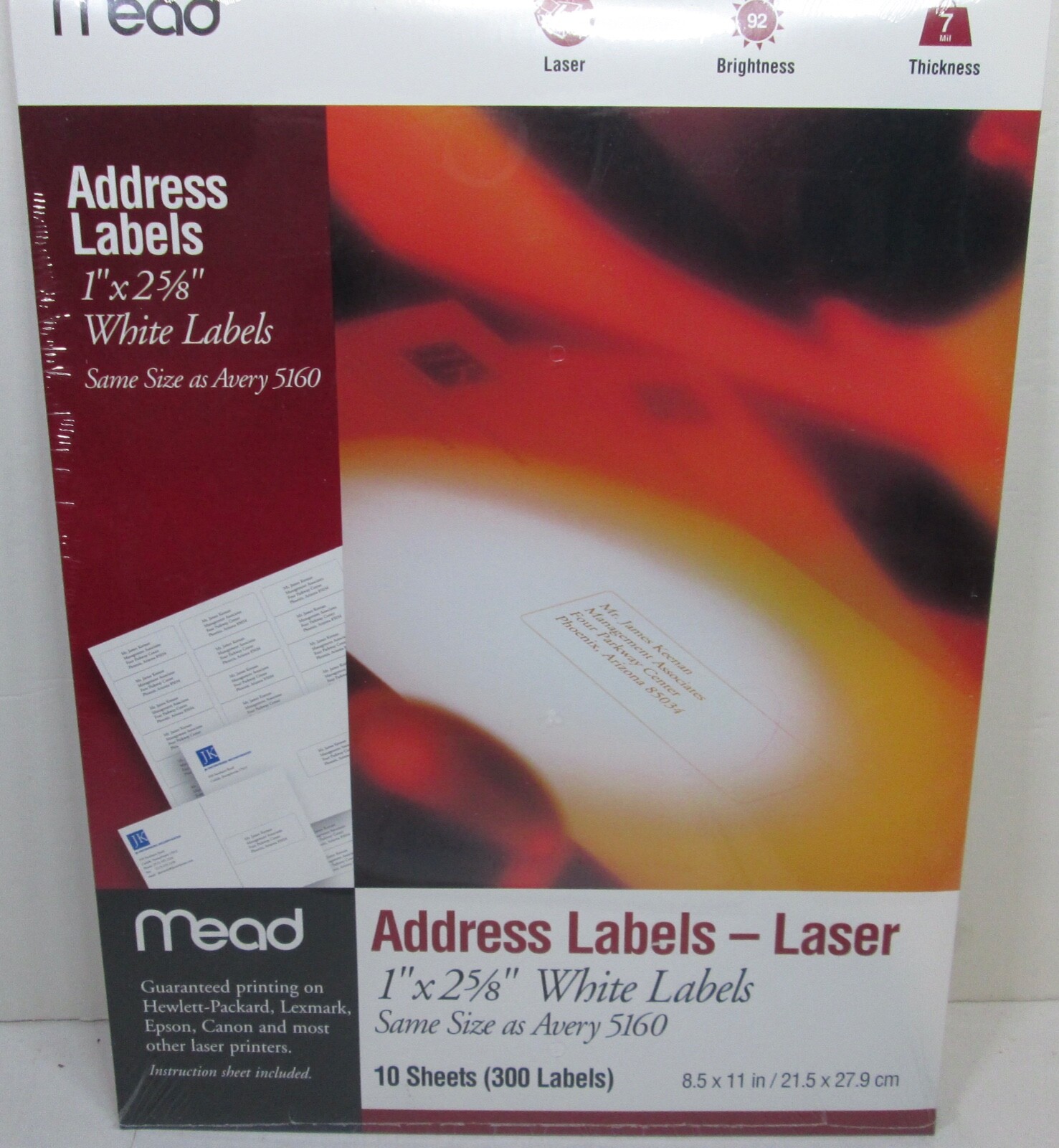 300 Mead 1" 5/8" White Address Mailing Labels - Same as Avery 5160 for ...