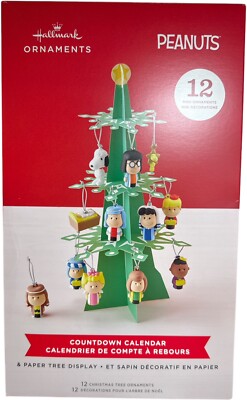 Peanuts Hallmark Countdown Advent Calendar 12 Mini Ornaments Tree ...
