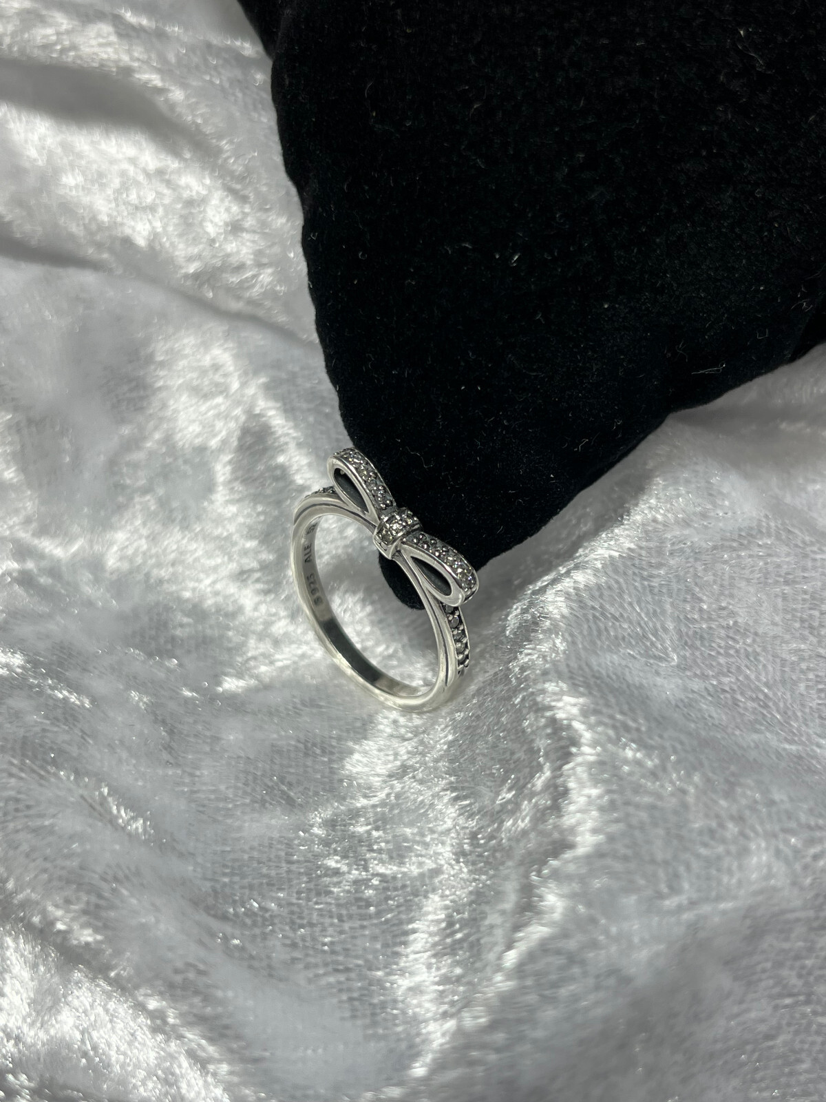 Pandora Sterling Silver Bow Ring CZ Stones 925 ALE Si… - Gem