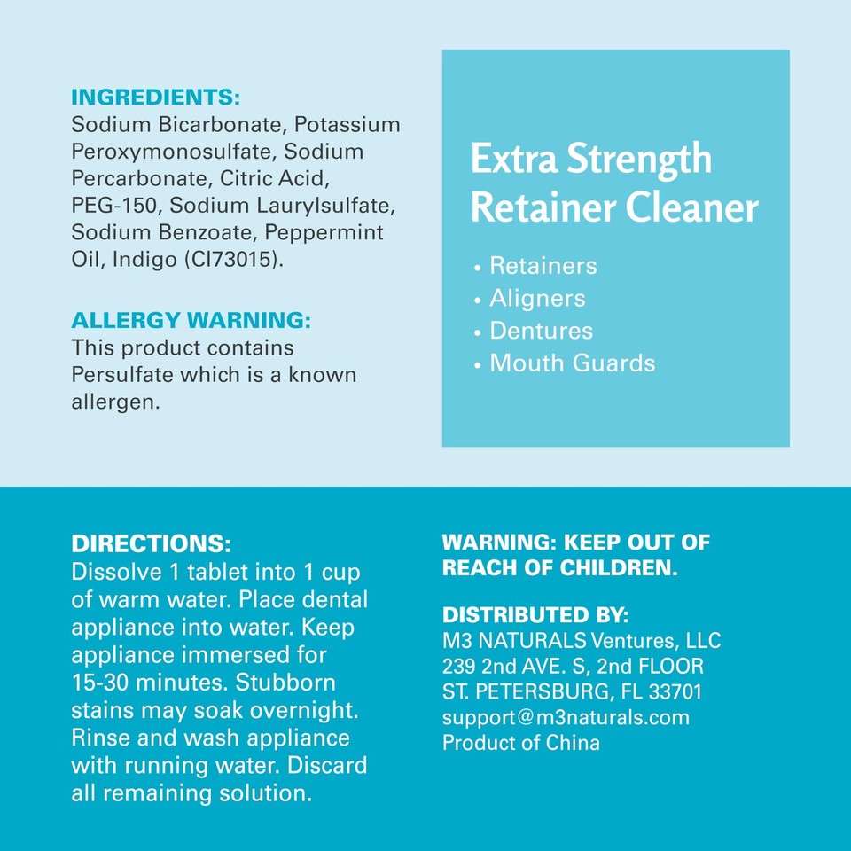 Retainer Cleanser Tablets Invisalign Cleaner, Removes Odors 120 Count ...