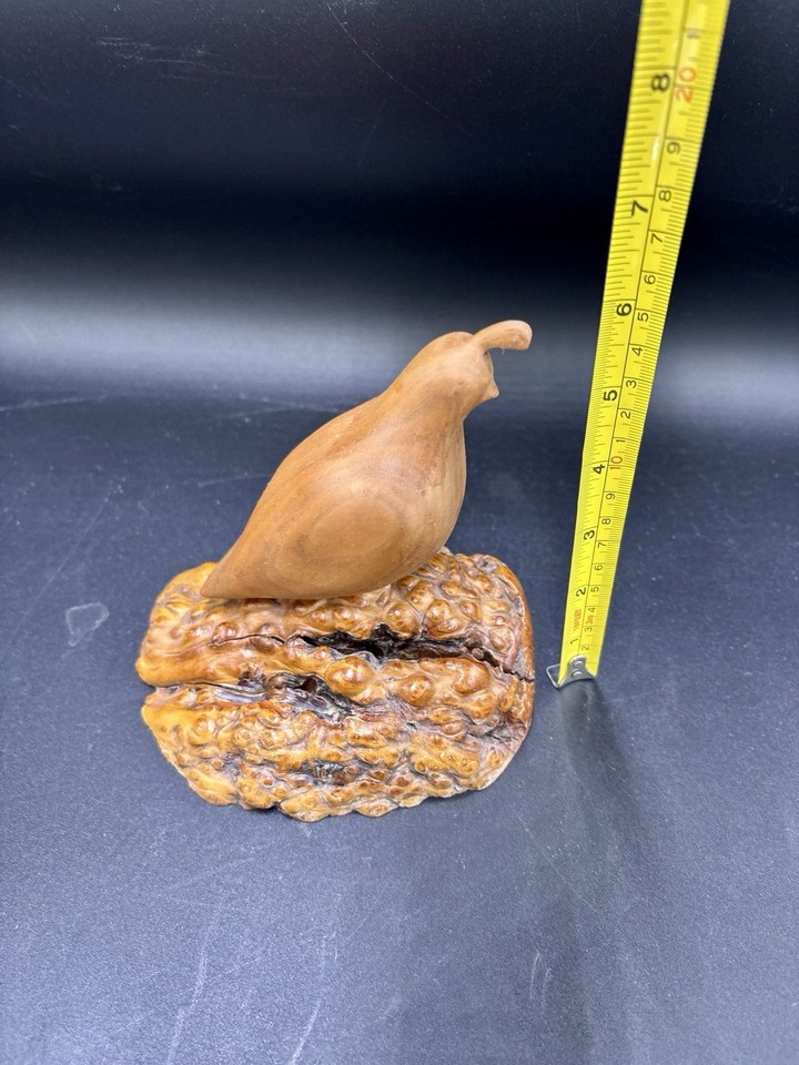 VTG Hand Carved Wooden Quail Bird Sculpture Manzanita Burl Base ...