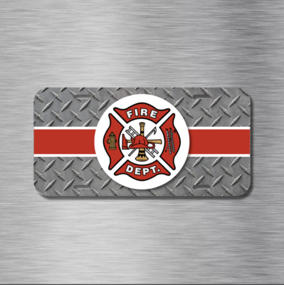 Firefighter EMT Vehicle License Plate, Front Auto Tag Fire truck Fire ...