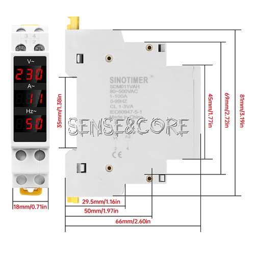 220V Rail Type Single-Phase AC Voltage Current Frequency Meter Tester ...