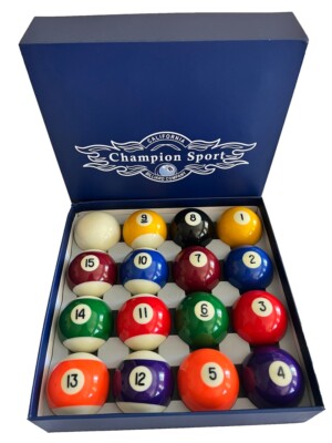 Champion Standard Classical 2-1/4" Billiard Pool Ball Set Complete 16 ...