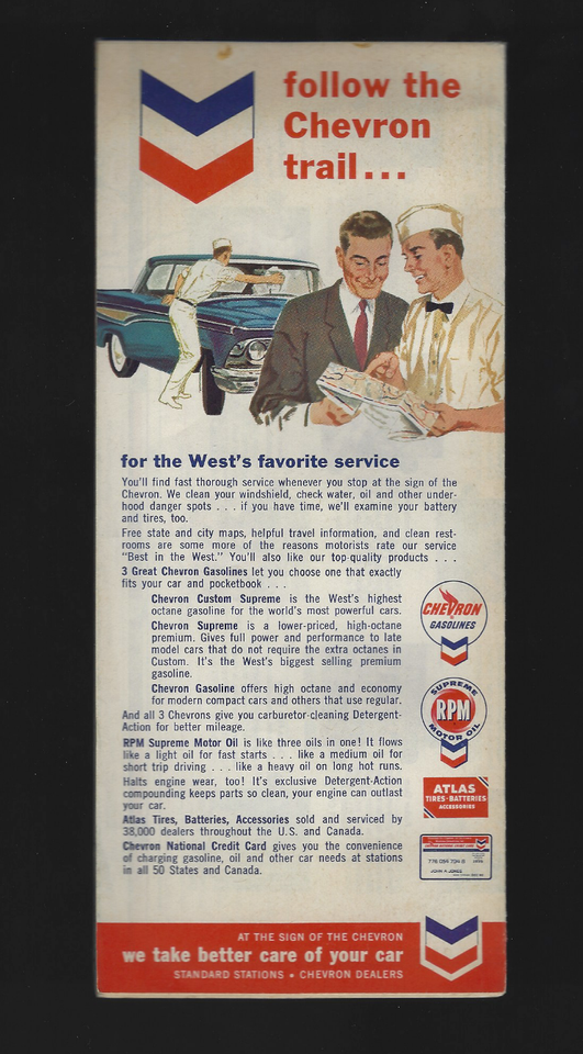 1960 Chevron Gasoline RPM Oil Arizona Road Map Standard Oil Company | eBay