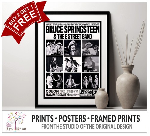 Bruce Springsteen First UK Concert Poster MULTI-PRINT or Three FRAMED ...