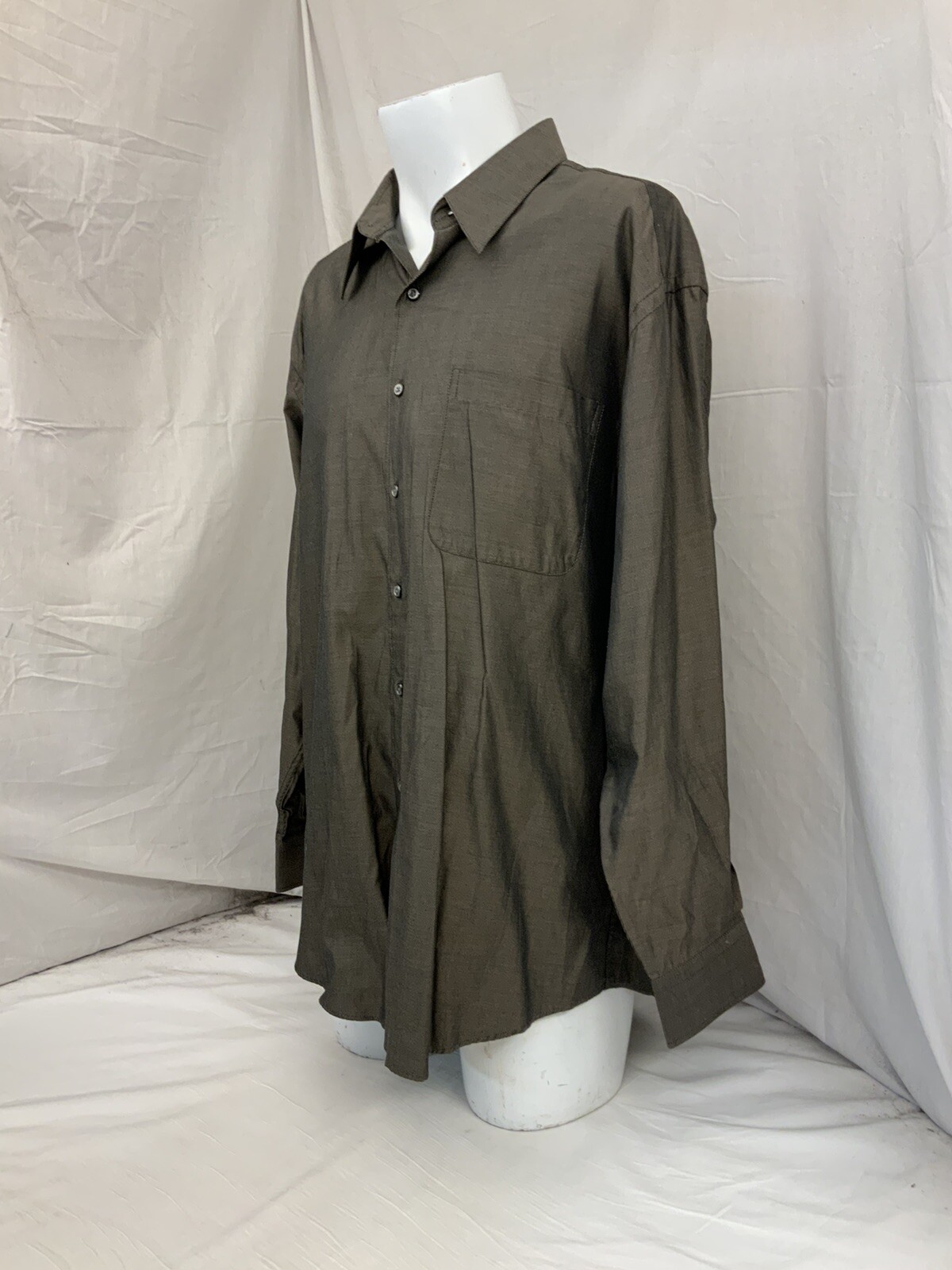 Mark Shale Dress Shirt 17 35 Gold Stripe 100% Cotton Hong Kong NWT $90 ...