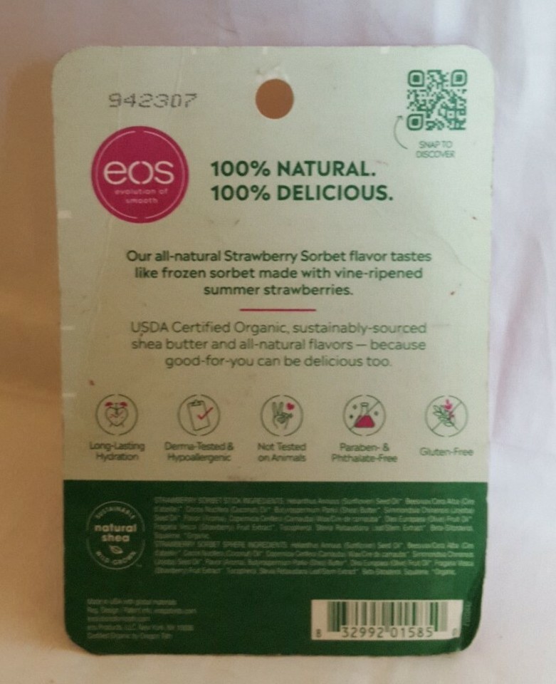 EOS Strawberry Sorbet Super Soft Shea Lip Balm Stick & Sphere | eBay