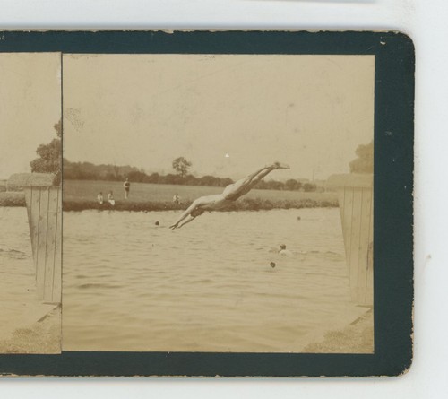 Male Diver mid Dive W.J. Bassett-Lowke? Stereoview c1900 | eBay