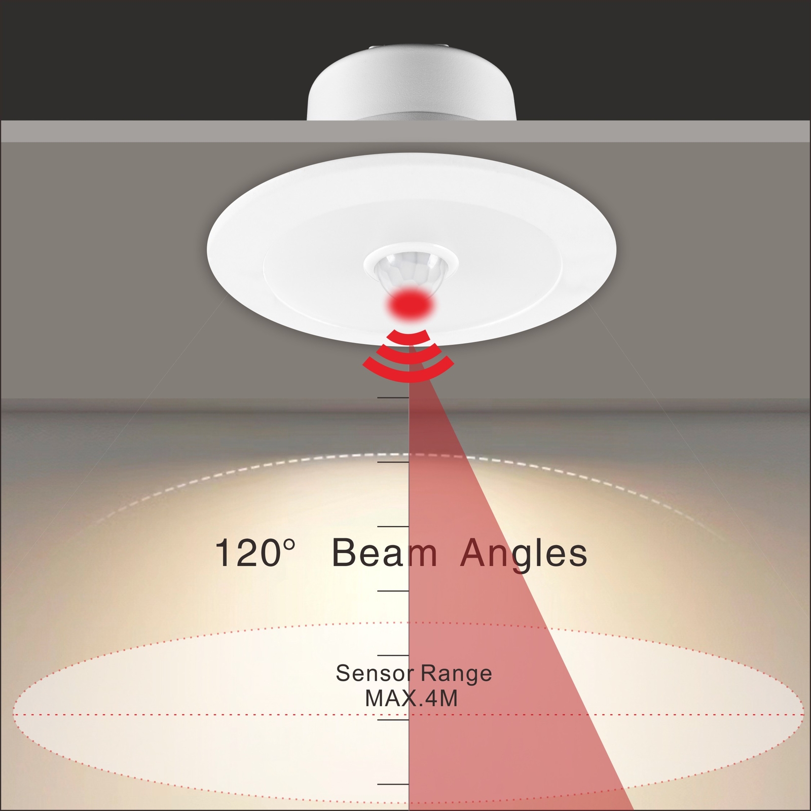 10W No Sensor/ PIR Motion Sensor95mm LED Downlights Light Warm/ Cool ...