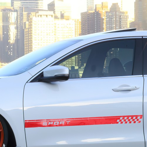 2 Pcs Racing Body Stripes Stickers Car Side Skirt Decals Decoration ...