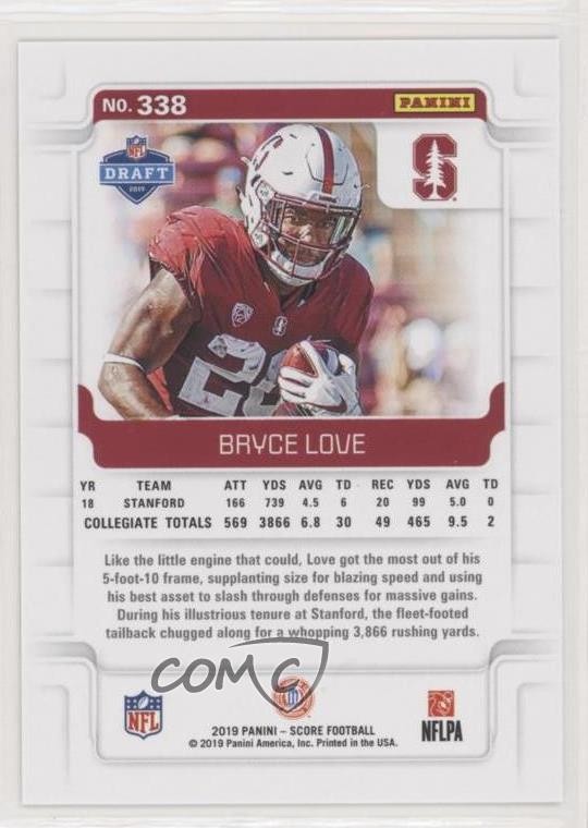 2019 Score Rookies Gold Zone /50 Bryce Love #338 Rookie RC | eBay