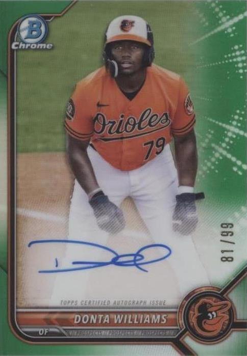 2022 Bowman Chrome - Prospect Autographs Donta Williams #CPA-DW Green ...