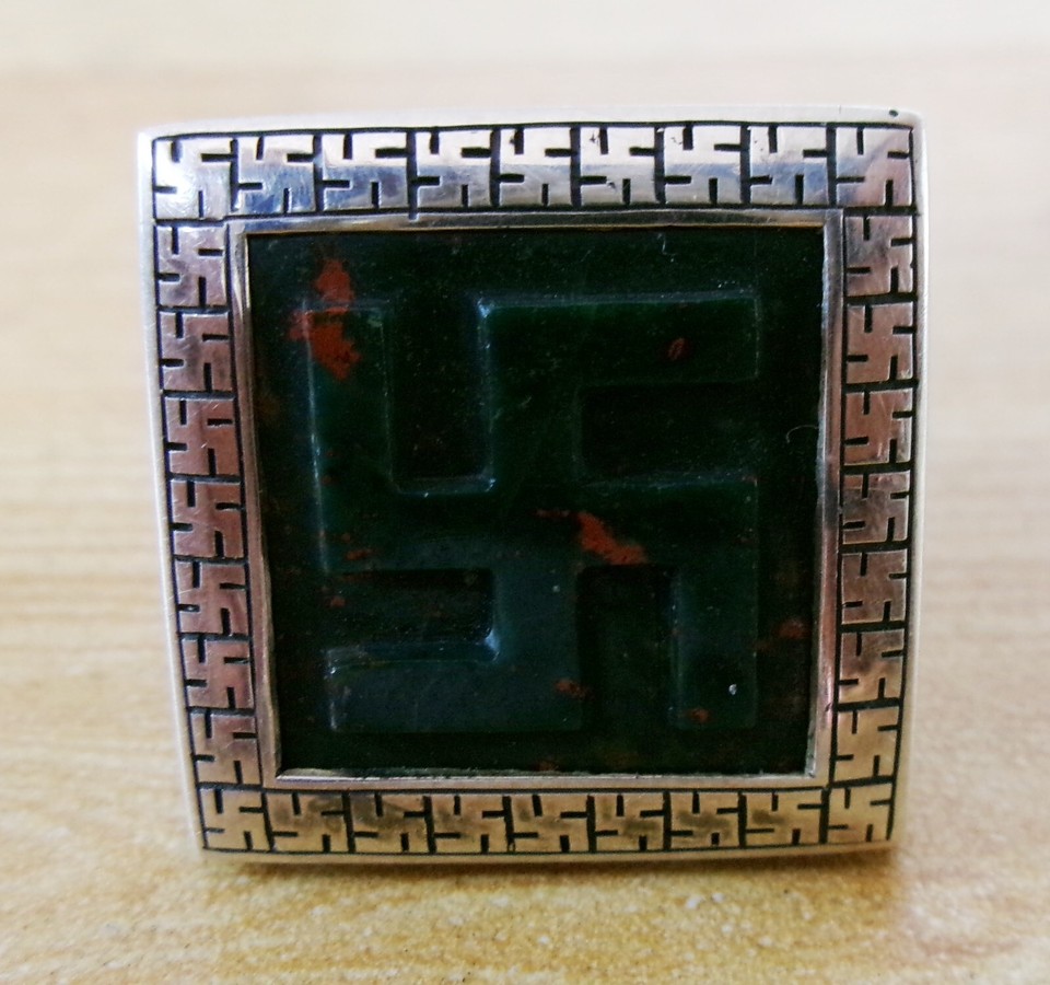 Antique Sterling Silver Bloodstone Buddhist Manji Ring Wat Phra That ...