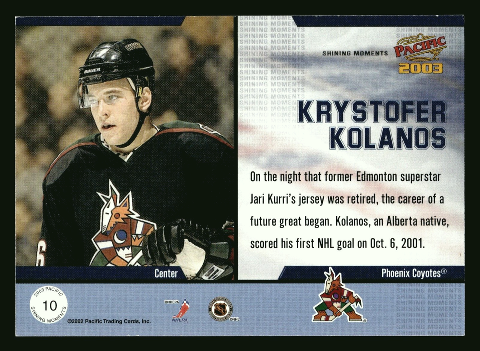 2002-03 Pacific Shining Moments Krystofer Kolanos #10 | eBay