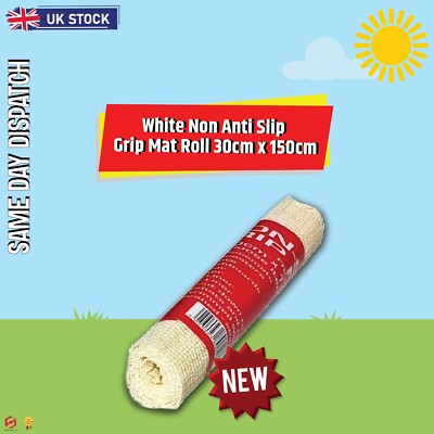White Non Anti Slip Grip Mat Roll 30cm x 150cm Dash Drawer Liner Table ...
