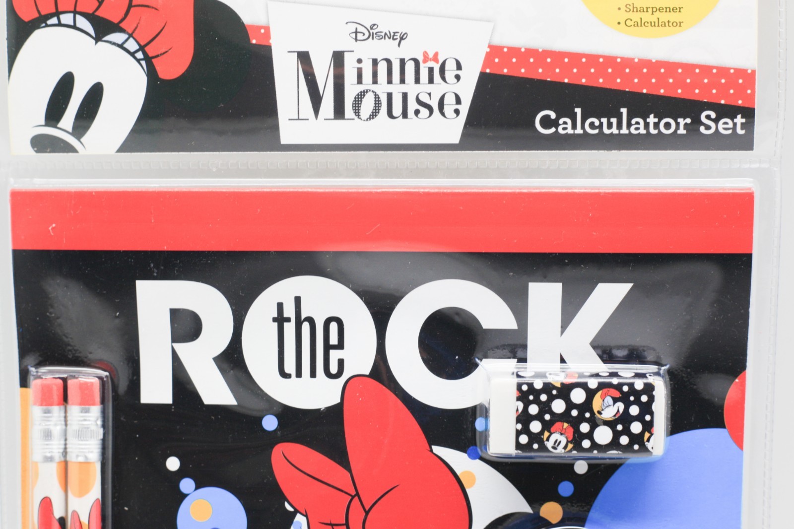 Disney Minnie Mouse Memorabilia Calculator Set Pencils Erasers ...