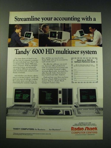 1987 Radio Shack Tandy 6000 HD Multiuser Computer System Ad ...
