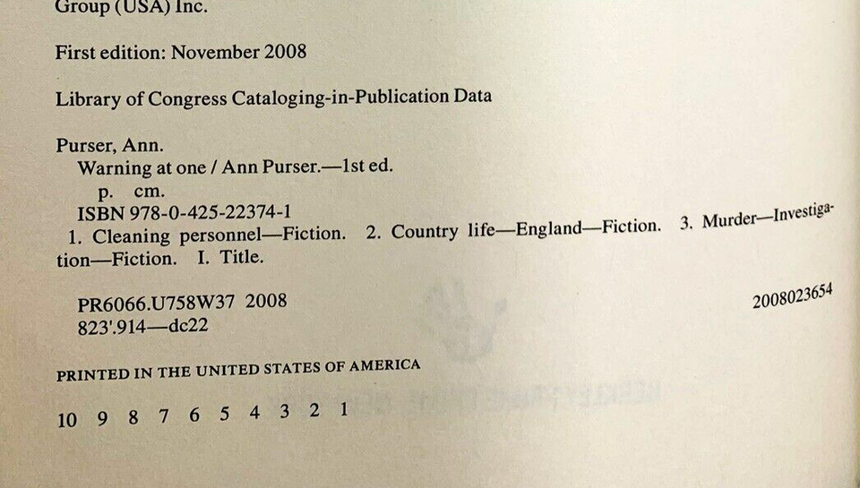 Lois Meade Mystery Warning at One Ann Purser (2008 Hardcover) TRUE ...