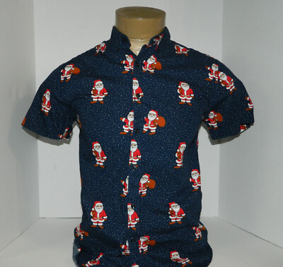 Denim & Flower Ricky Singh Santa Clause Christmas Button Up Shirt Size ...
