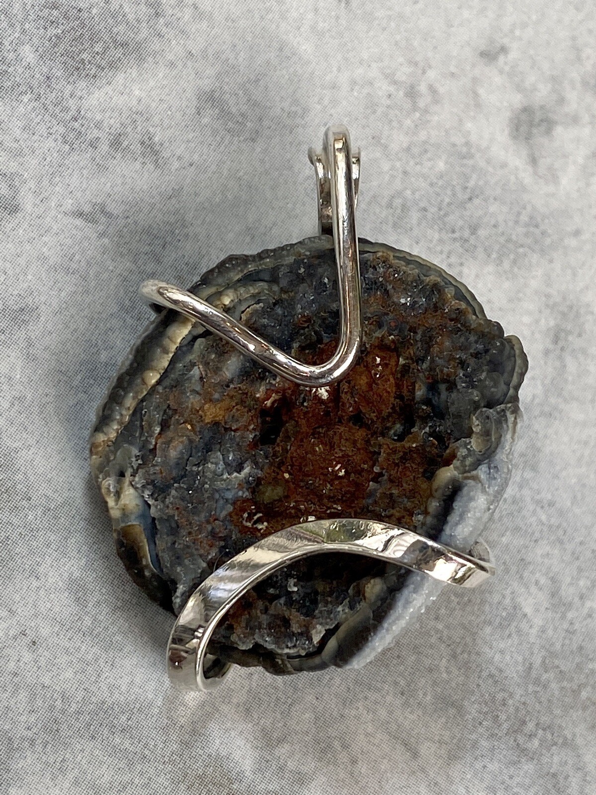 29.29ct Titanium Infused Quartz Druzy in Sterling Silver Forged Pendant ...