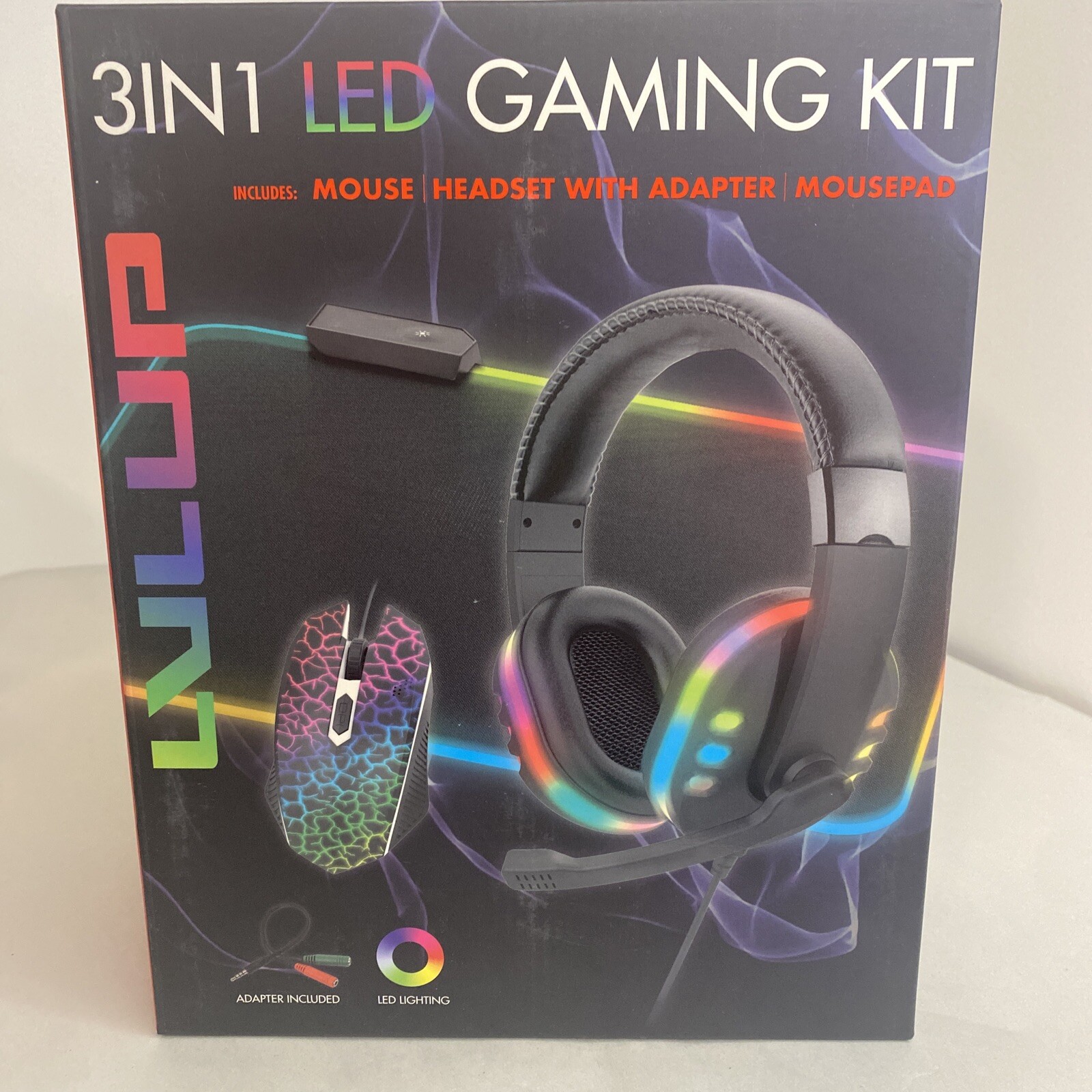 LVLUP 3 Piece Light Up Pro Gaming Kit- mouse/ headset/ mousepad for ...
