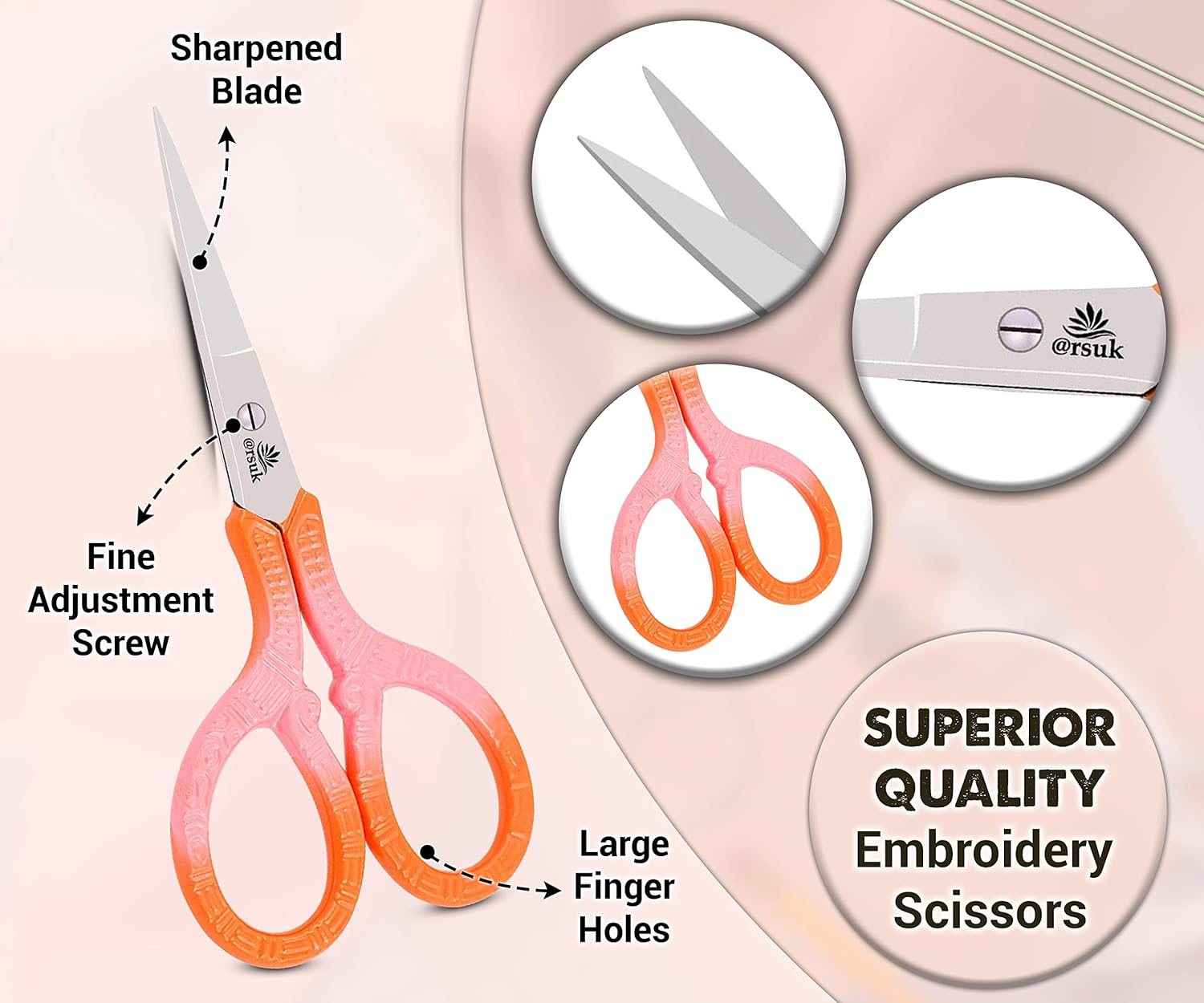 Embroidery Scissors Sewing Sharp Shears Fabric Crafting Scissors ...