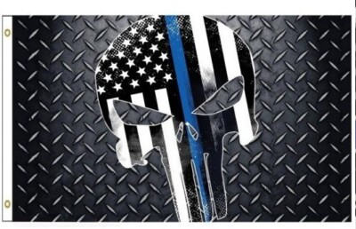 3X5 USA THIN BLUE POLICE DEMON SKULL DIAMOND DECK FLAG BANNER 100D | eBay