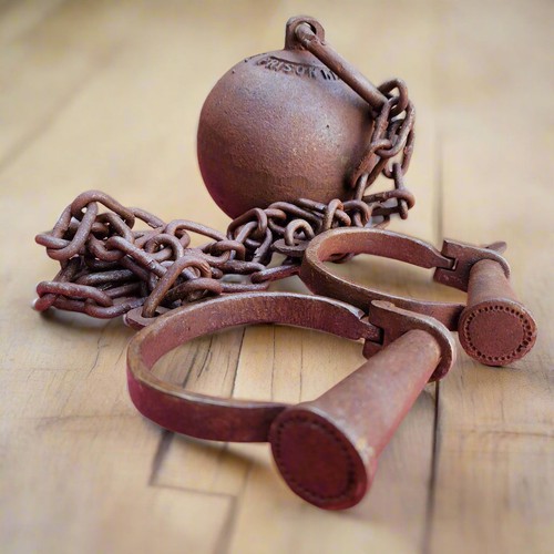 Leavenworth Prison Cast Iron Working Ball & Chain Leg Irons (28" Long ...