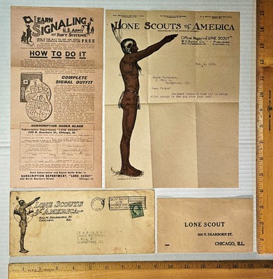 Vintage 1918 LONE SCOUTS OF AMERICA Cover/Letterhead/Army Signaling ...
