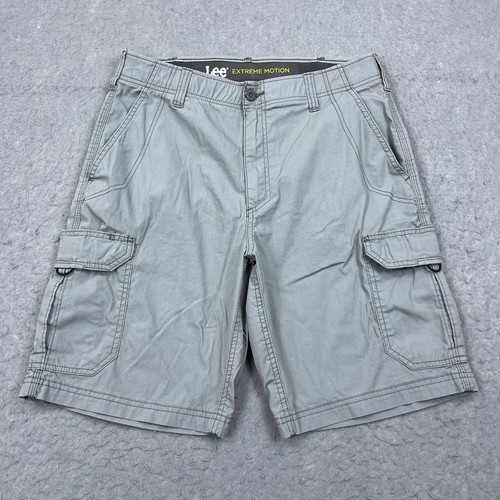 Lee Extreme Motion Crossroad Cargo Shorts Mens 34 Silver Gray Stretch ...