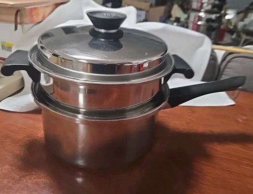 Amway Queen Stainless 2Qt Pot & Steamer Insert Pan Colander Strainer 8 ...