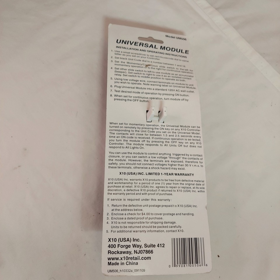 X10 UM506 Universal Plug-In Module with Momentary Contact Functionality ...