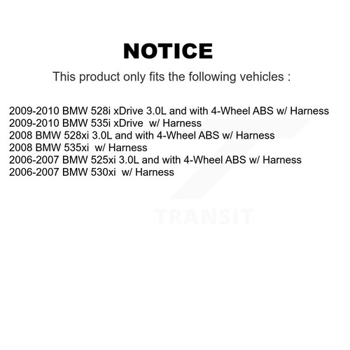 Front ABS Wheel Speed Sensor For BMW 530xi 535xi 528i xDrive 535i 528xi ...