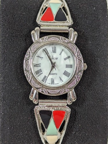 Collezio Pearlized Dial Round Silvertone Case Stainless Steel Stretch ...