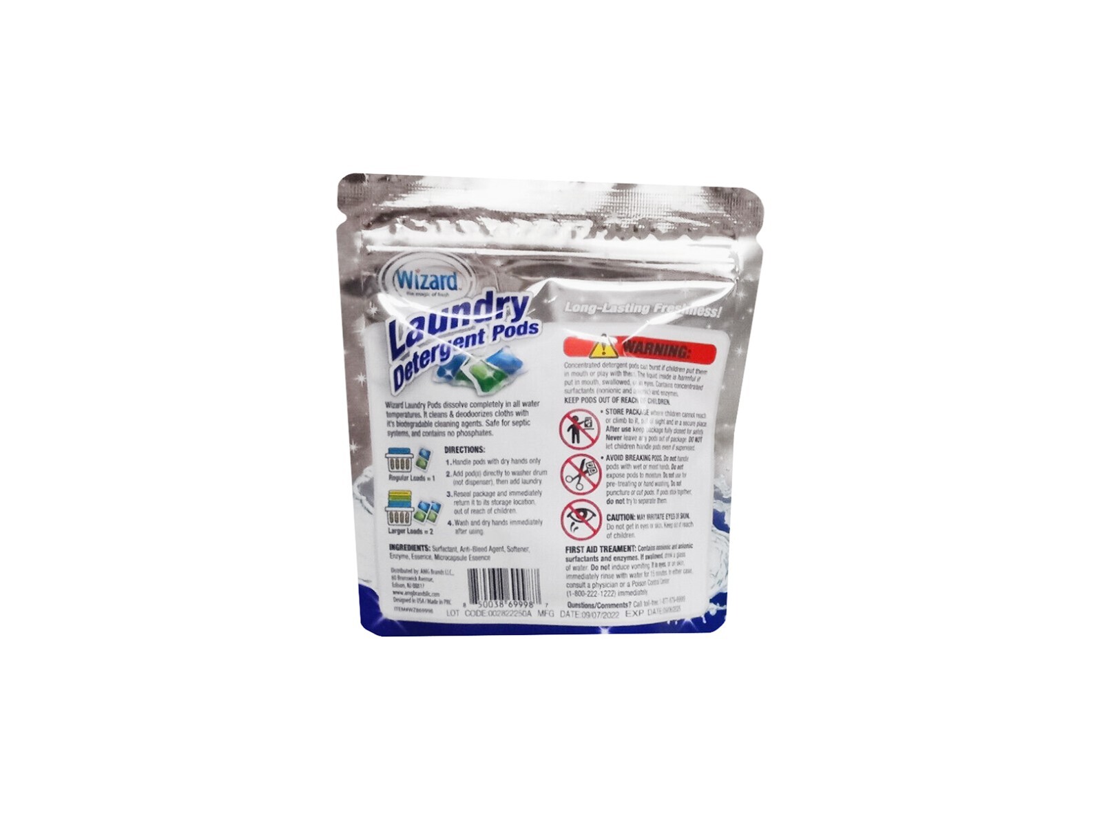 Wizard Pods Ocean Fresh Laundry Detergent Pacs 8 Count pods - 2 PACKS ...