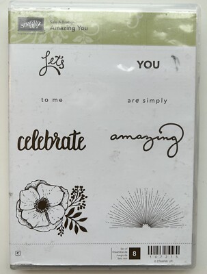 Gently Used 8Pc Rubber Stamp Set by Stampin Up! "Amazing You" Unmounted ...
